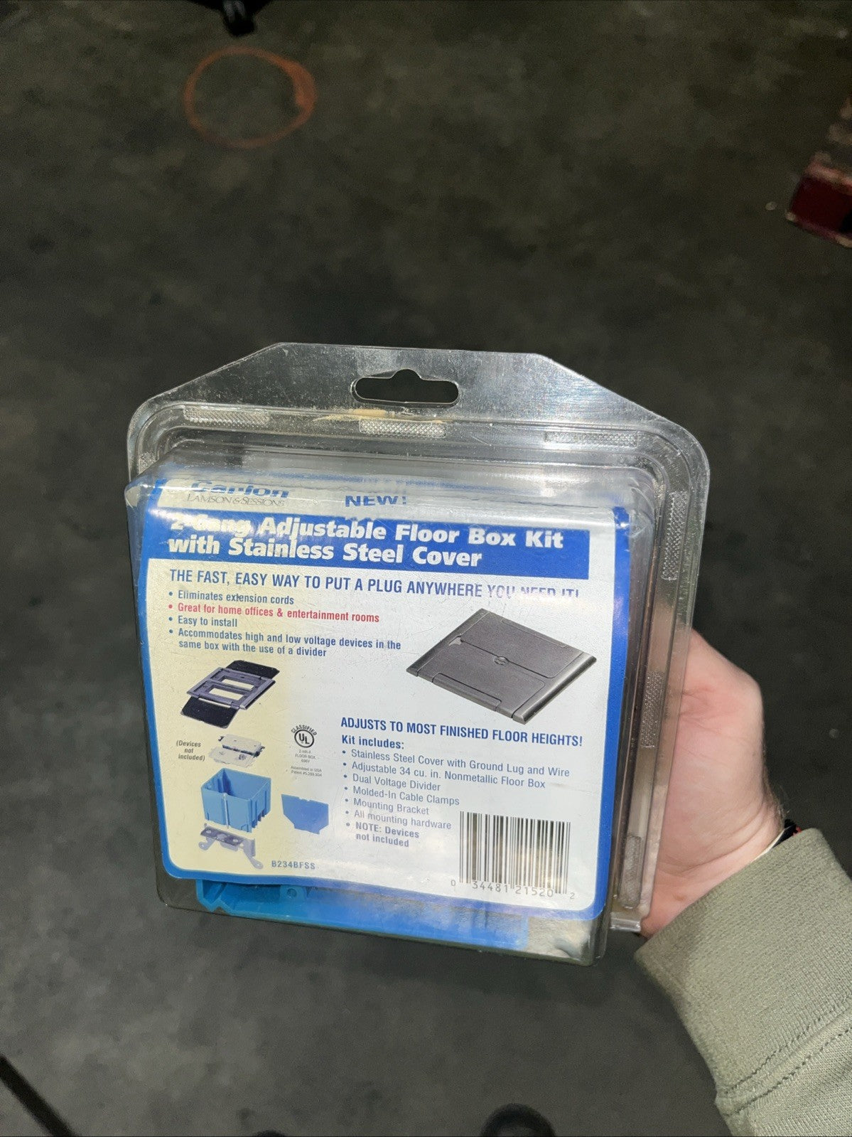 Carlon 2-gang adjustable floor box kit With Stainless Steel Cover B234 ...