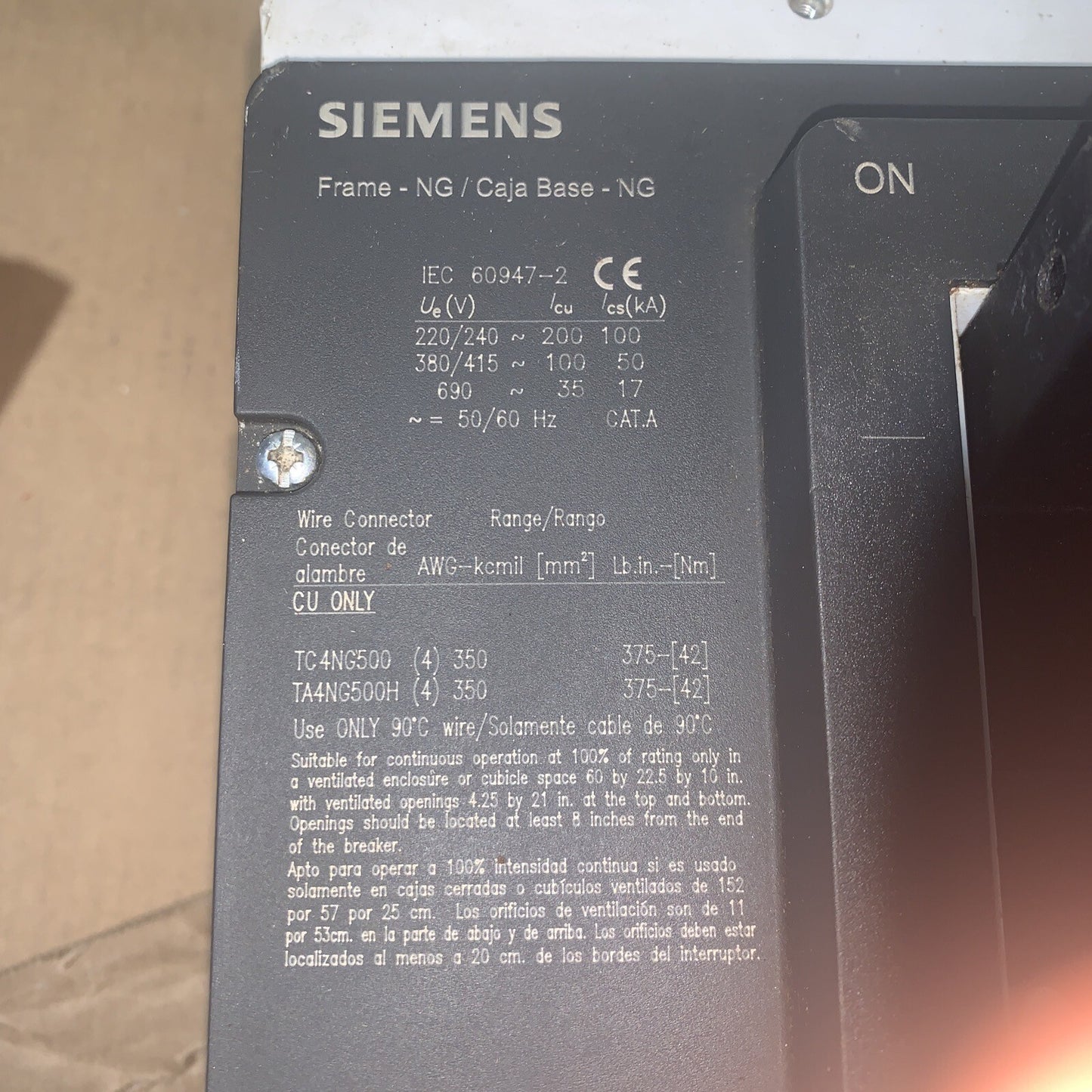 SIEMENS LNY3V120 Circuit Breaker 1200 Amp 600V – Energy Power Systems LLC