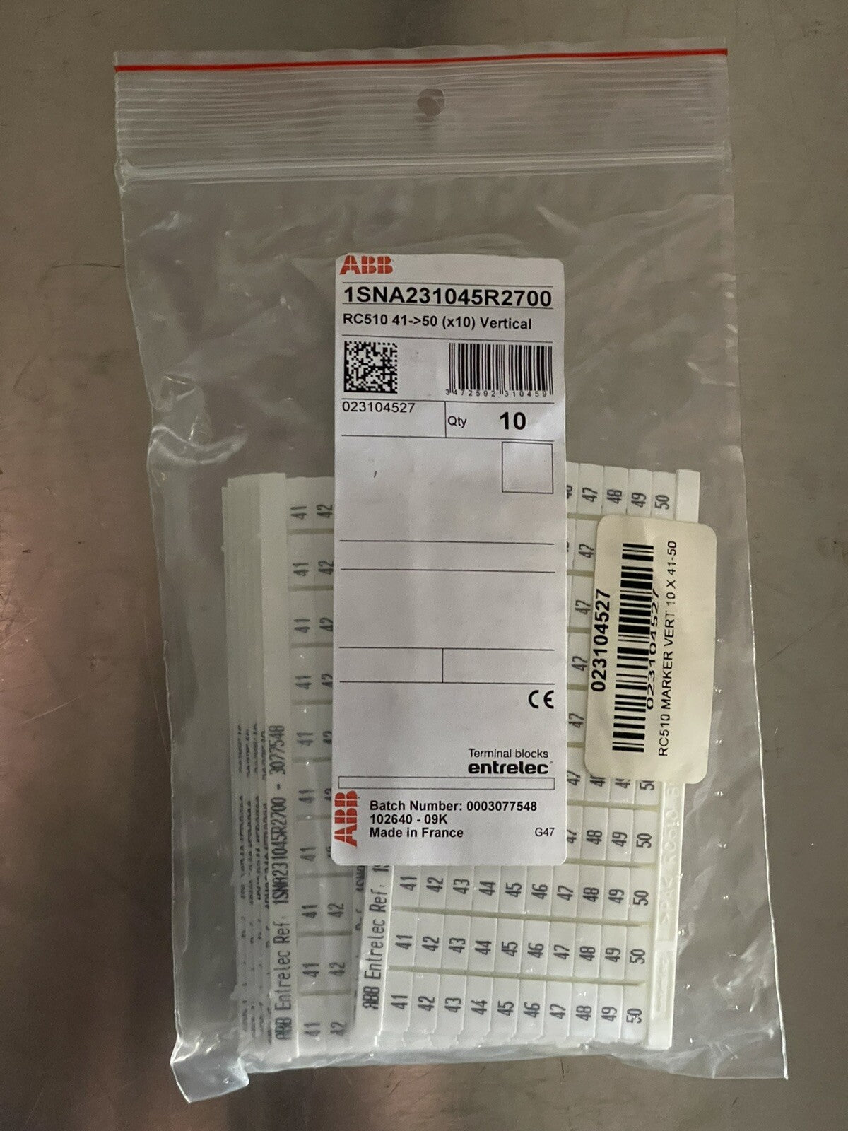 ABB RC510 TERMINAL BLOCK MARKERS 4150 (x10), ENTRELEC 1SNA231045R2700 ...