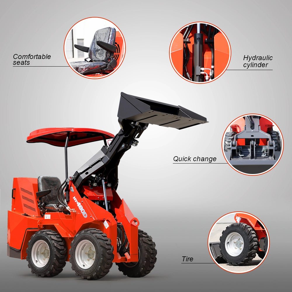Mini Wheel Skid Steer Loader with 23 hp Honda Engine & Canopy | HUAYEE ...